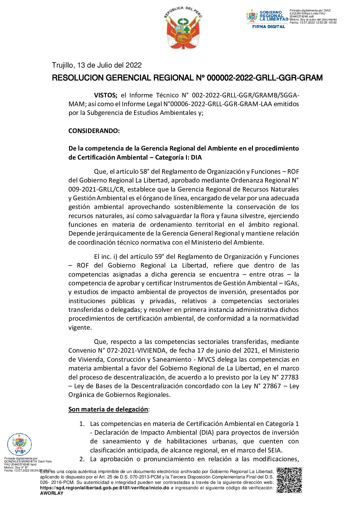 RESOLUCION GERENCIAL REGIONAL N° 000002-2022-GRLL-GGR-GRAM | SINIA